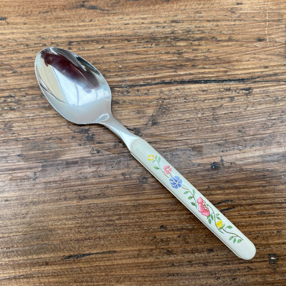 Johnson Bros "Summer Chintz" Dessert Spoon (Viners) - White Handle/Lat ...