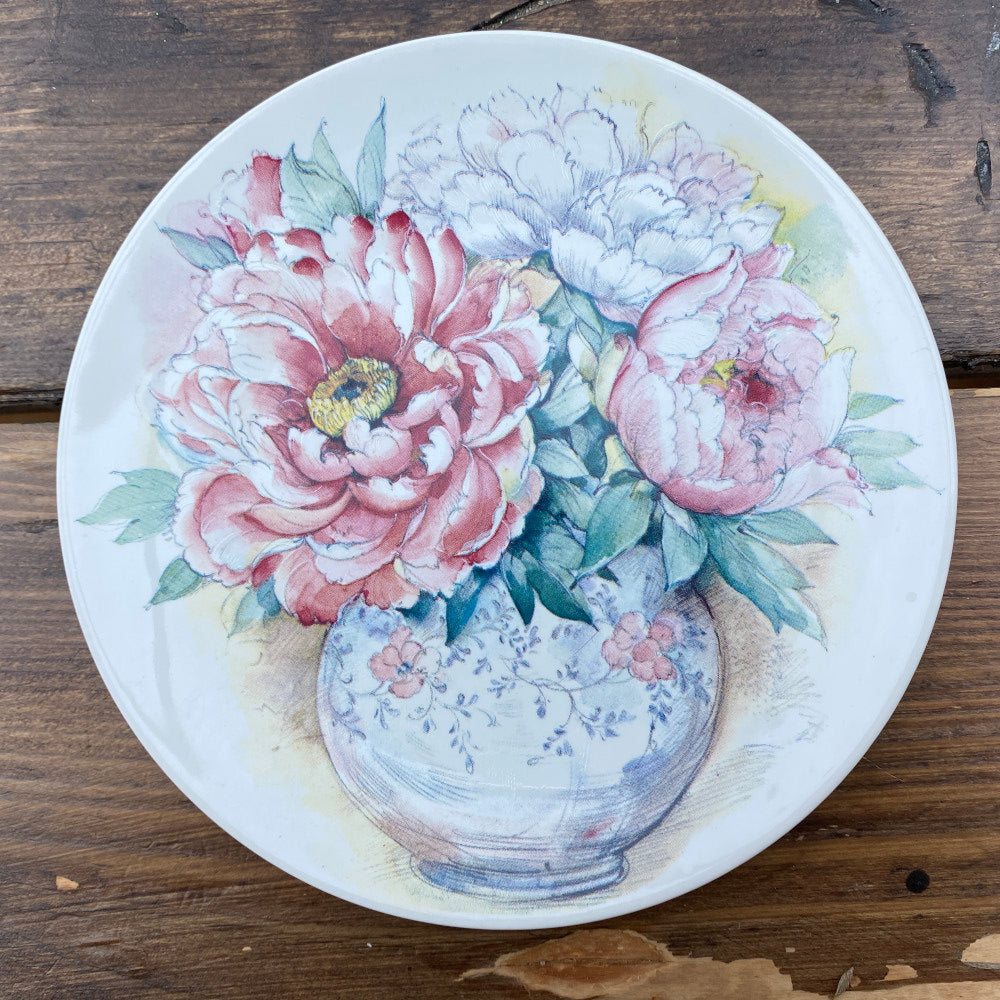 Poole Pottery "Transfer Plate" - Pink Flowers in Vase - Design 3 ...