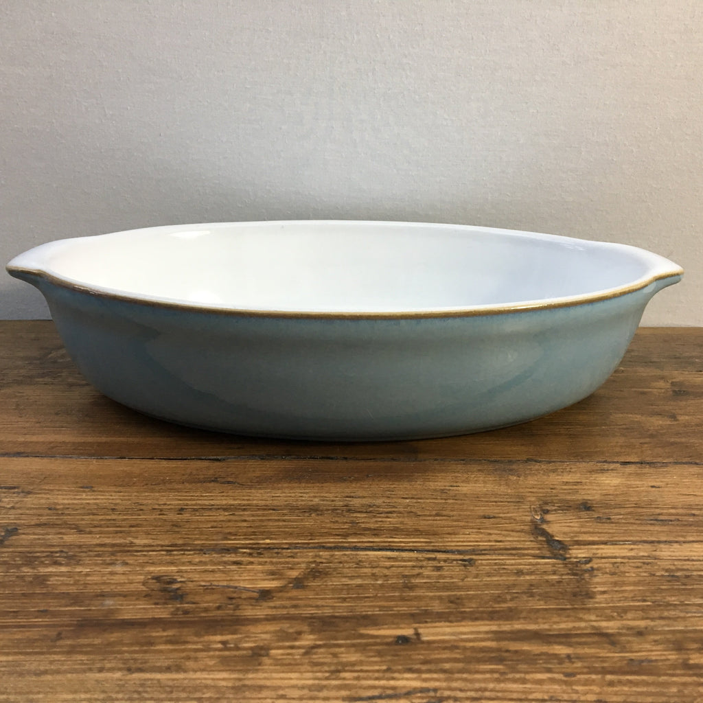 Denby "Colonial Blue" Oval Roaster (White Interior With Handles ...