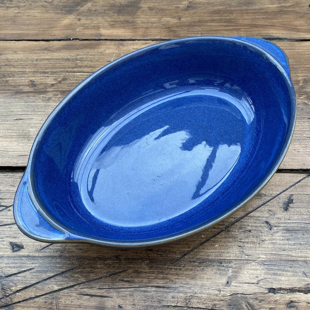 Denby "Imperial Blue" Oval Roasting Dish, Eared, All Blue – MrPottery