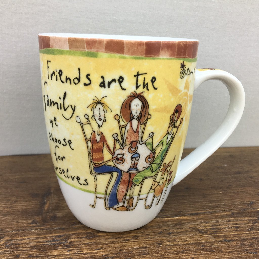 Johnson Brothers "Born To Shop" Mug (Friends are the family we choose ...