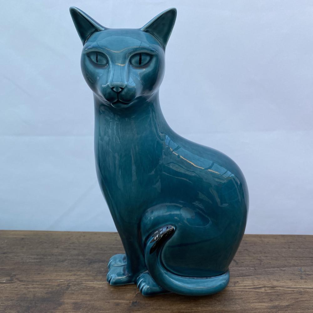 Poole Pottery "Blue Dolphin Glaze" Cat (Large) – MrPottery